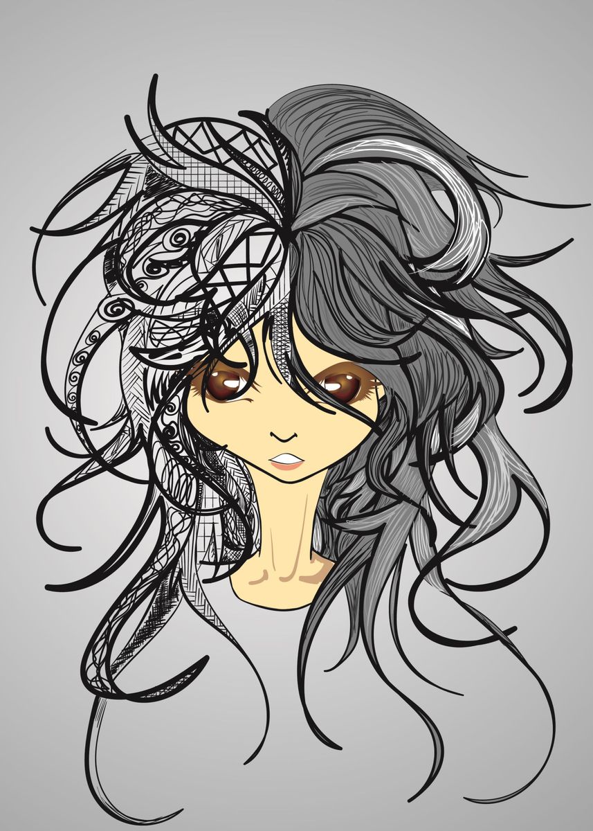 'Anime abstract' Poster, picture, metal print, paint by Nóra Gácsi ...