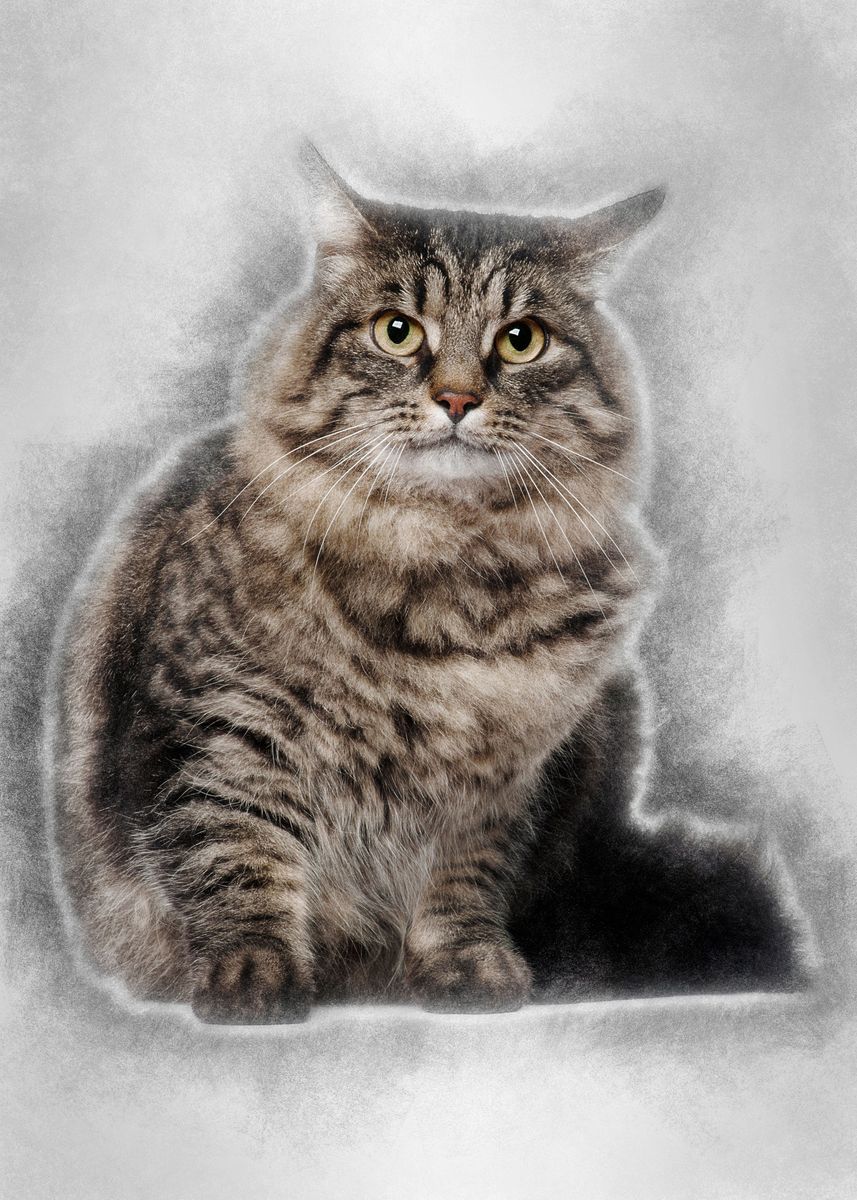 'Cross Breed Cat sitting' Poster by Noahs Ark | Displate