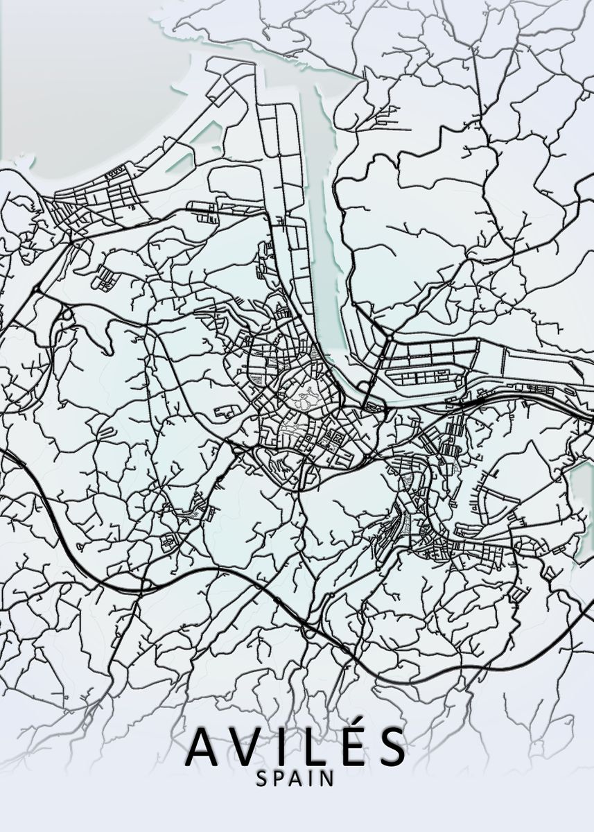 'Aviles White City Map' Poster, picture, metal print, paint by City Map ...
