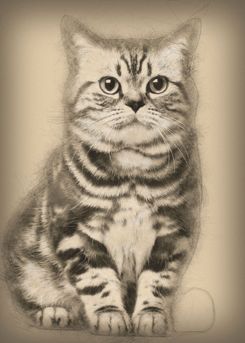 'Brazilian Shorthair cat 1 ' Poster, picture, metal print, paint by ...