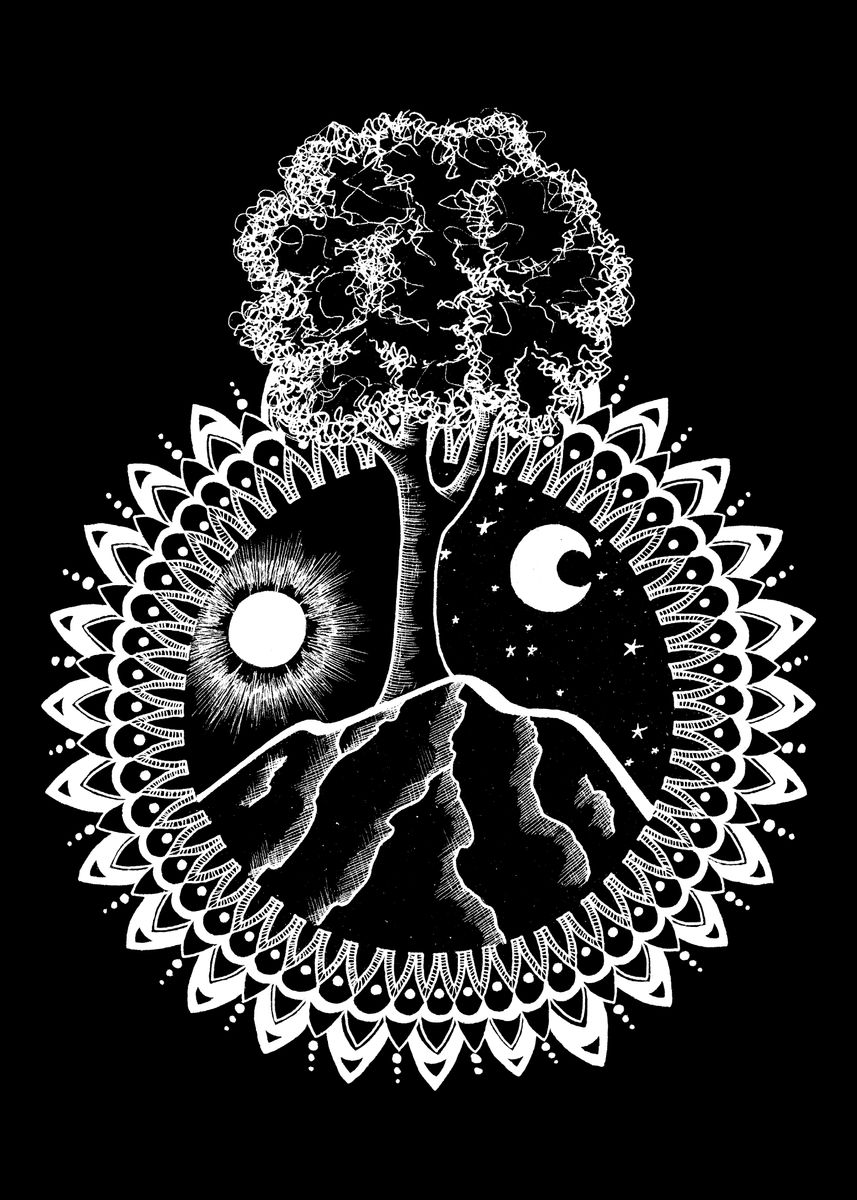 'Jin and Jan tree' Poster, picture, metal print, paint by Arika design | Displate