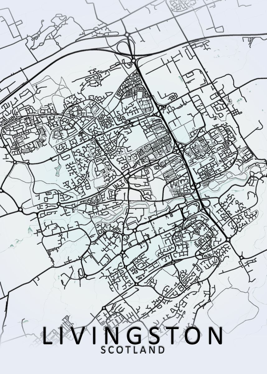 'Livingston White City Map' Poster, picture, metal print, paint by City ...