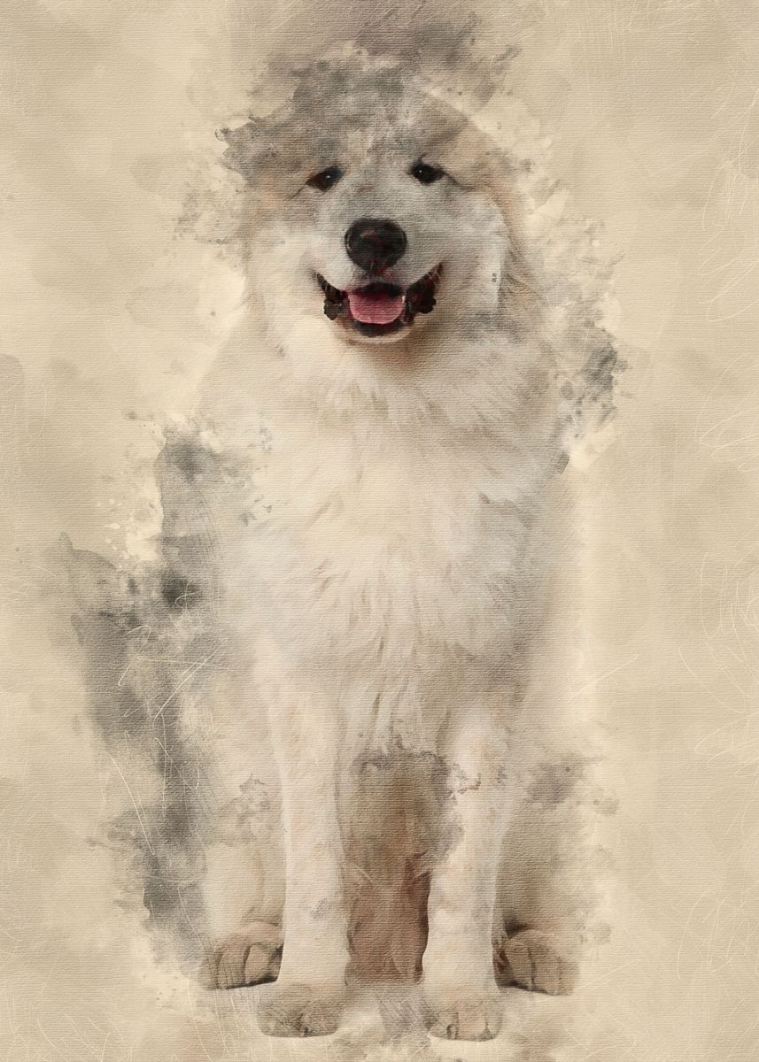 'Great Pyrenees or Pyrenean' Poster, picture, metal print, paint by ...