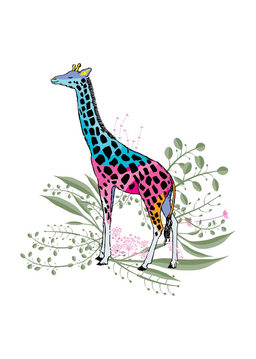 'Spring Giraffe' Poster, picture, metal print, paint by Famenxt DB ...