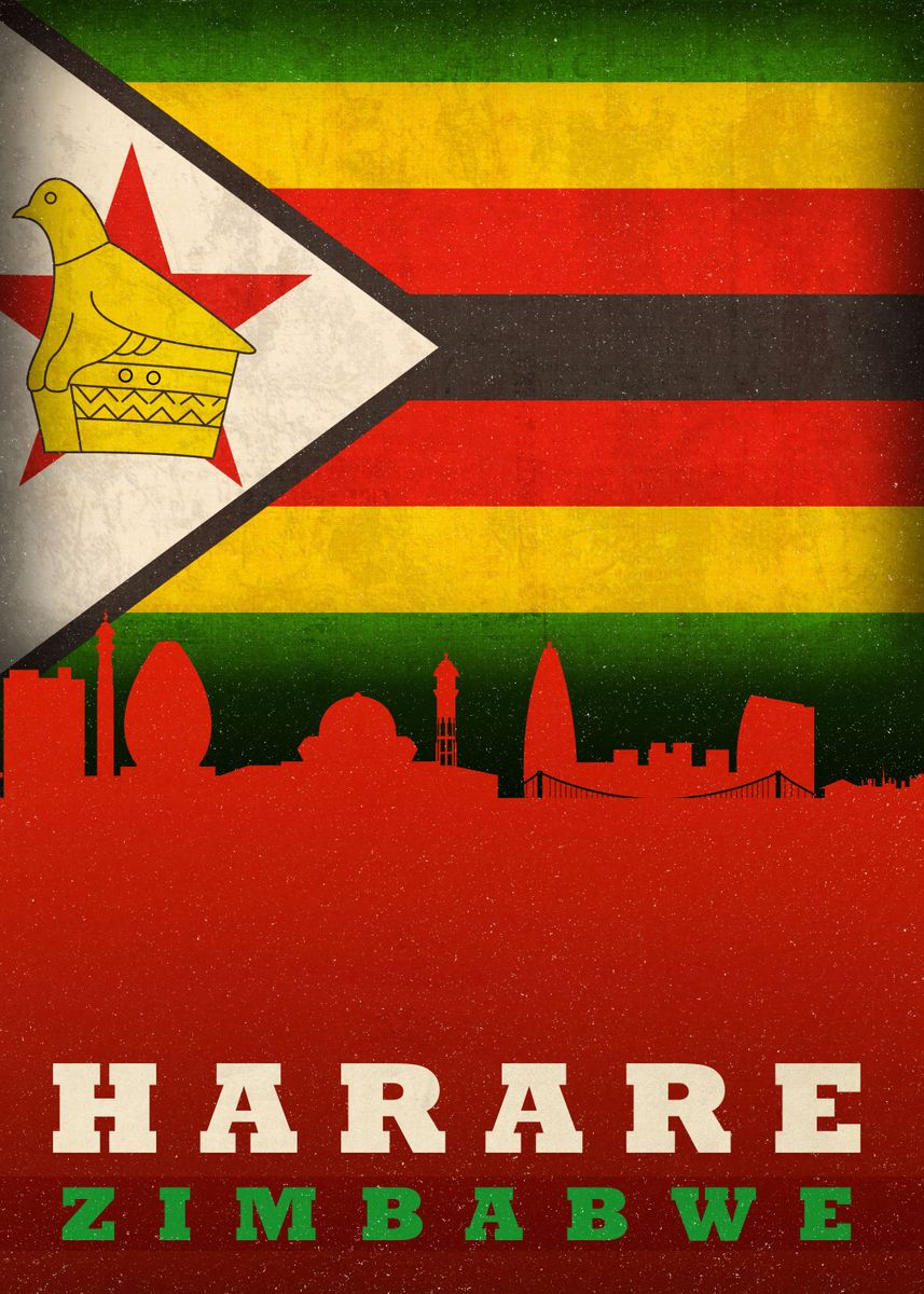 'Harare Zimbabwe Skyline' Poster, picture, metal print, paint by Design ...