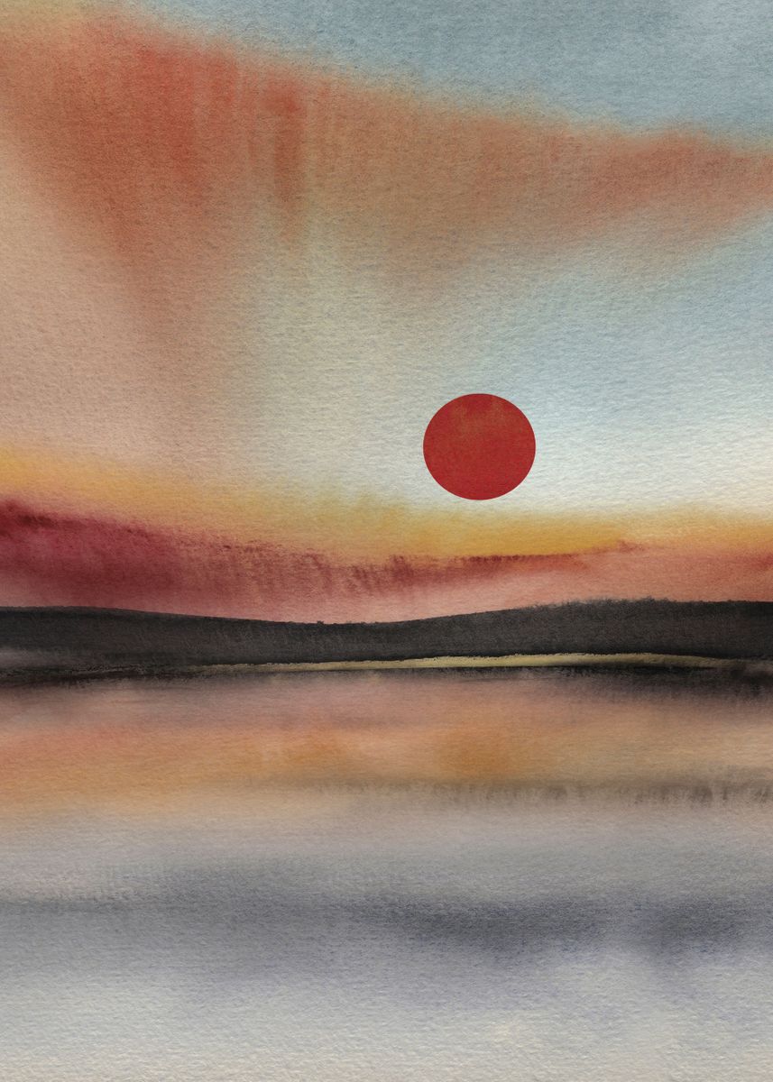 'Red sun' Poster, picture, metal print, paint by Marco Gonzalez | Displate