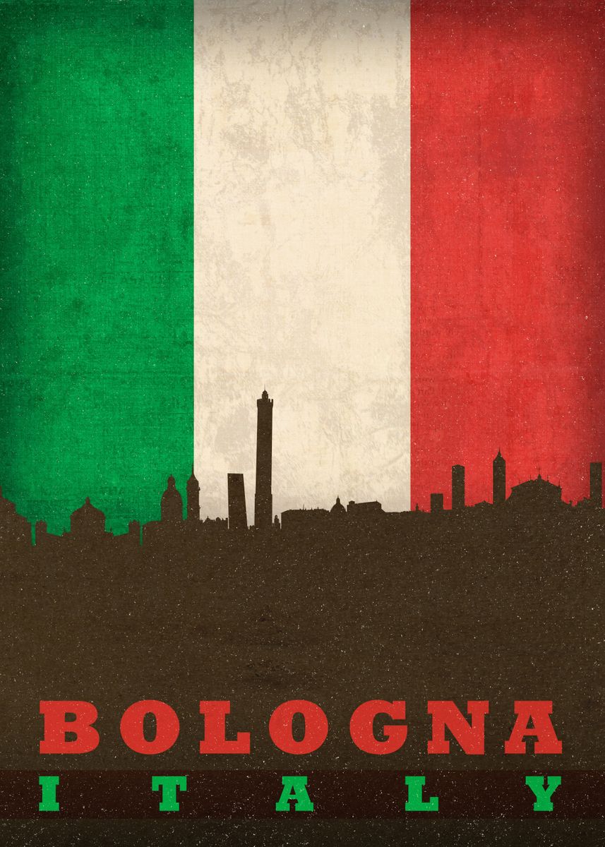 'Bologna Italy City Skyline' Poster, picture, metal print, paint by ...
