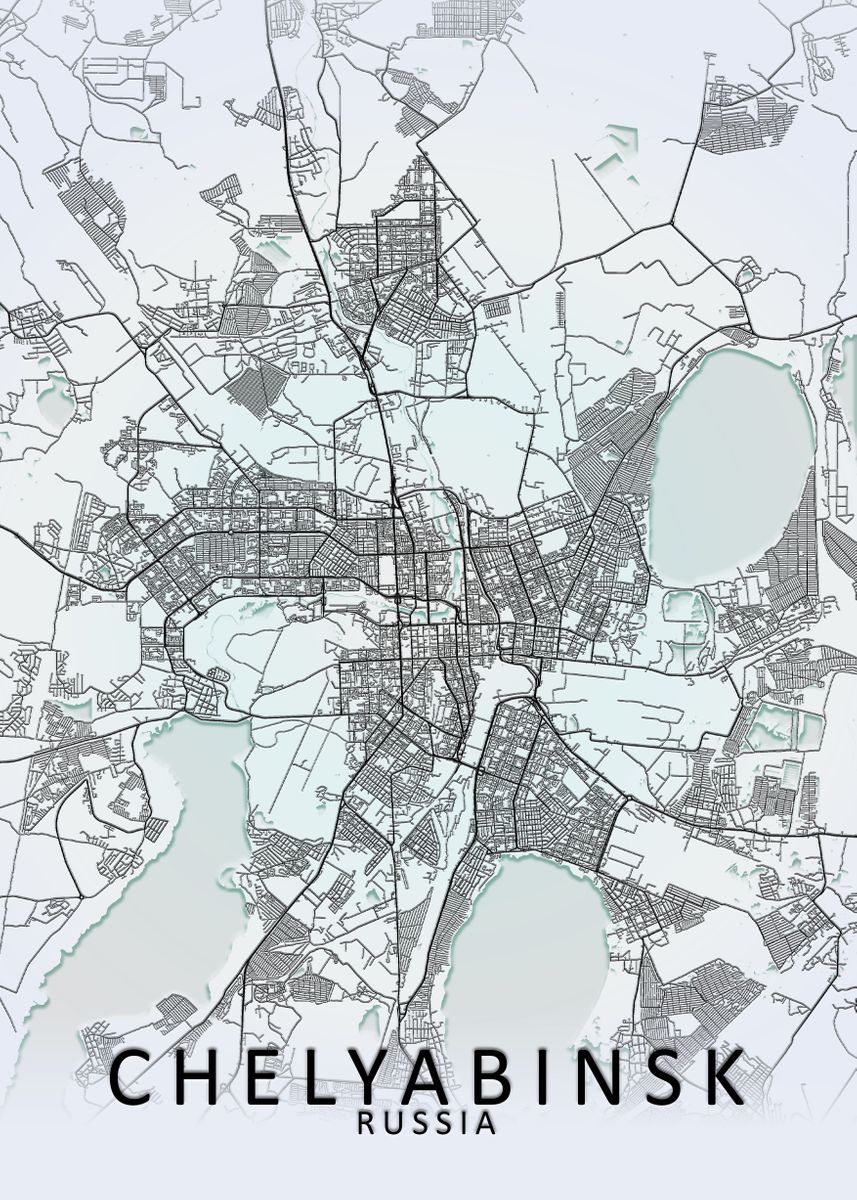 'Chelyabinsk White City Map' Poster by City Map Art Prints | Displate