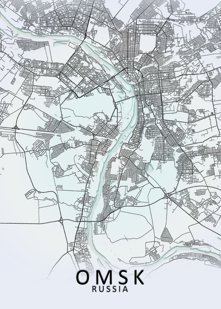 'Omsk White City Map' Poster, picture, metal print, paint by City Map ...