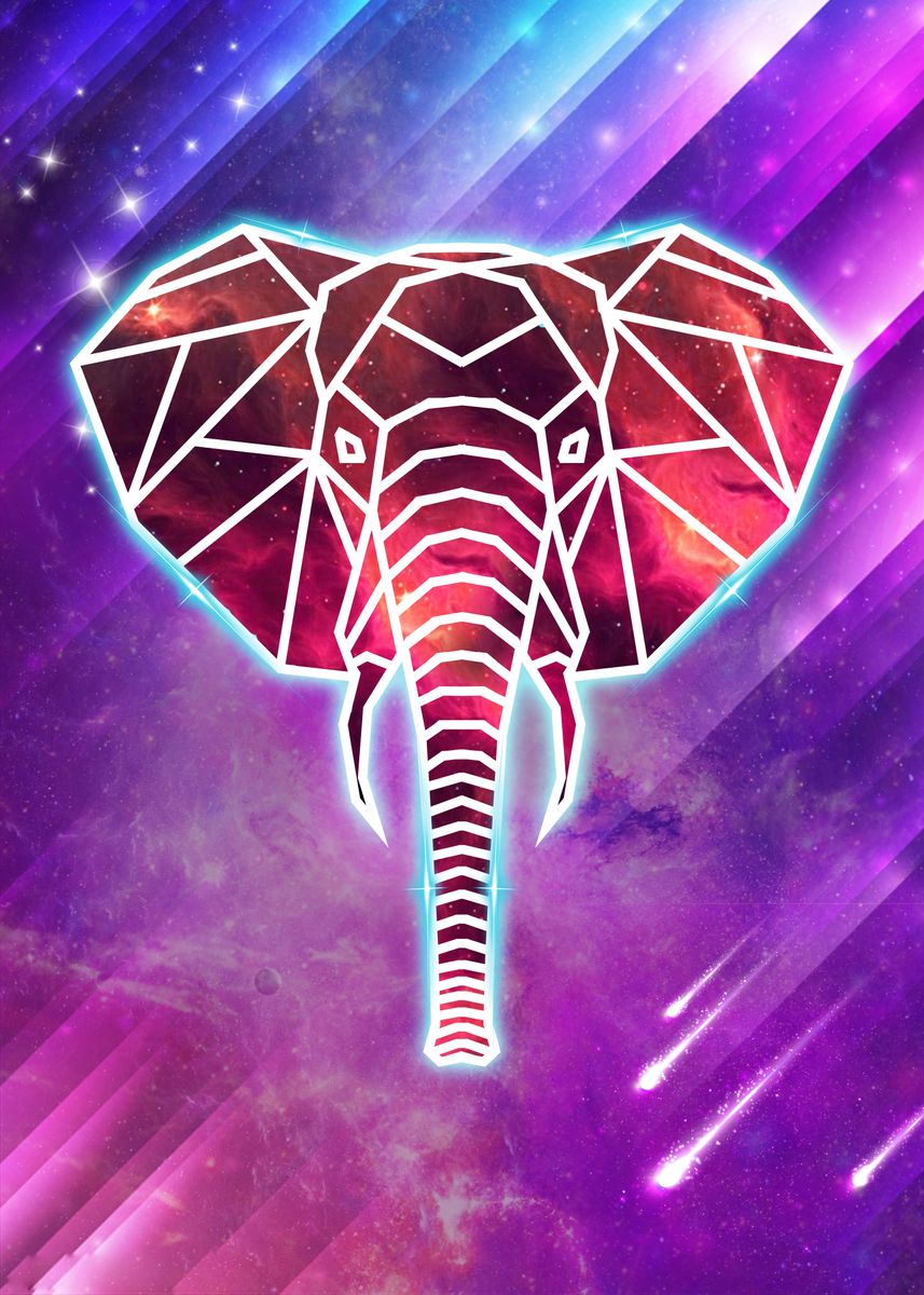 'Polygon Galaxy Elephant' Poster by Nikhil Kochrekar | Displate