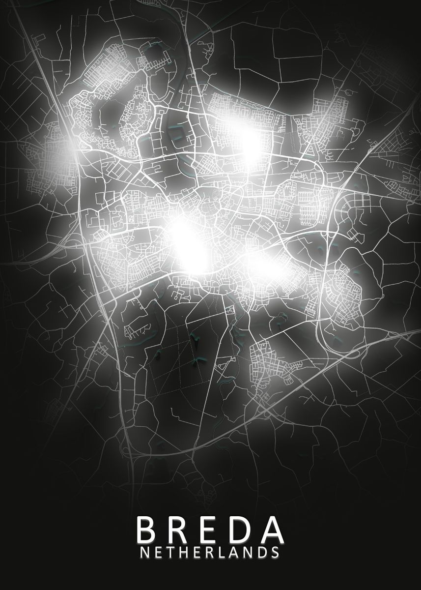 'Breda LED Glow City Map' Poster by City Map Art Prints | Displate