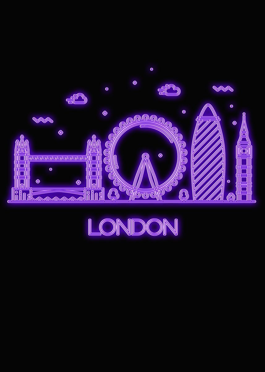 'London Neon Light' Poster by Bebi Chic | Displate