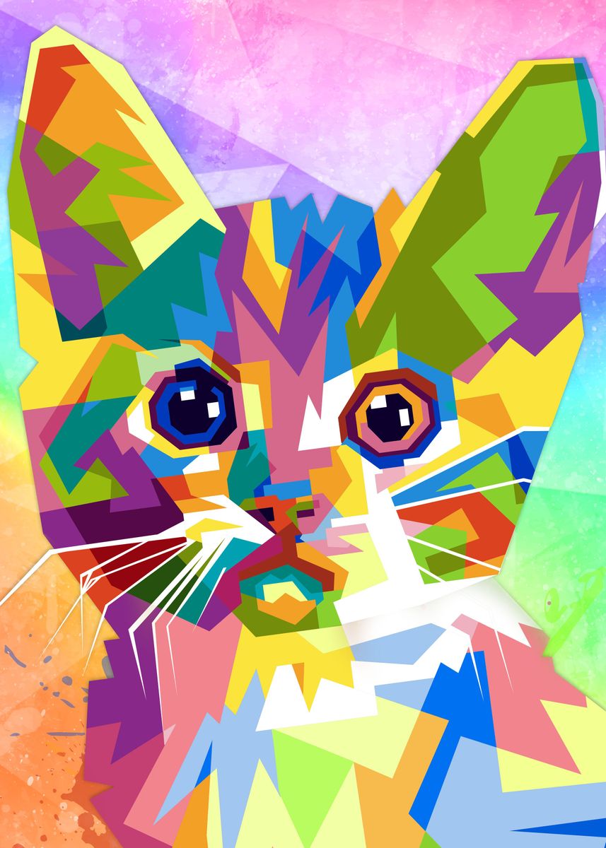 'Colorful Abstract Kitty' Poster by Pratik Sawant | Displate