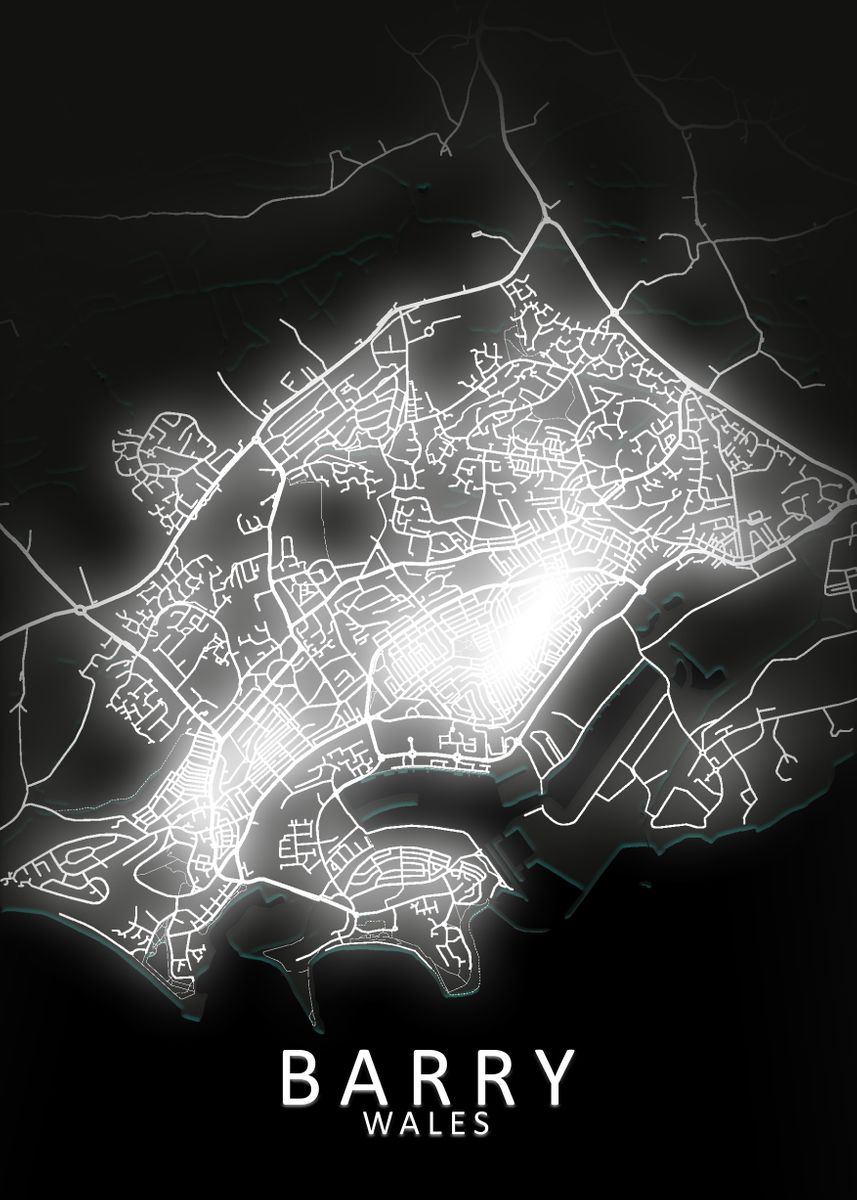 'Barry LED Glow City Map' Poster, picture, metal print, paint by City ...
