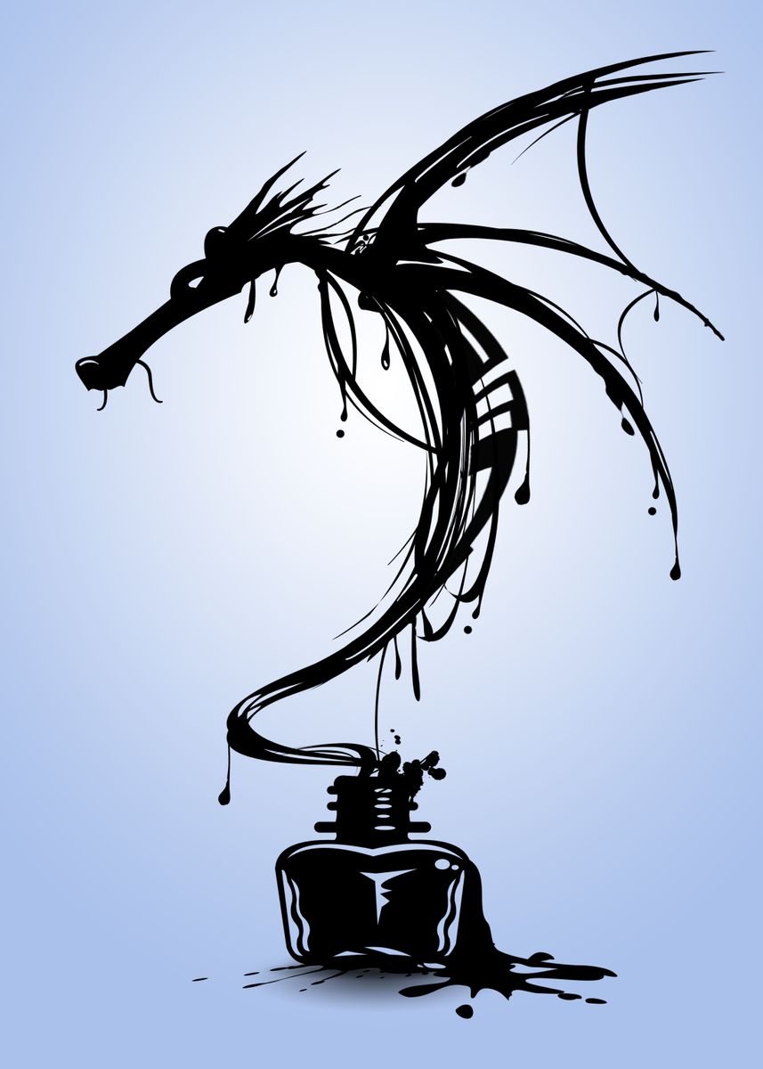 'Ink Dragon ' Poster, picture, metal print, paint by Alfonso Navas ...