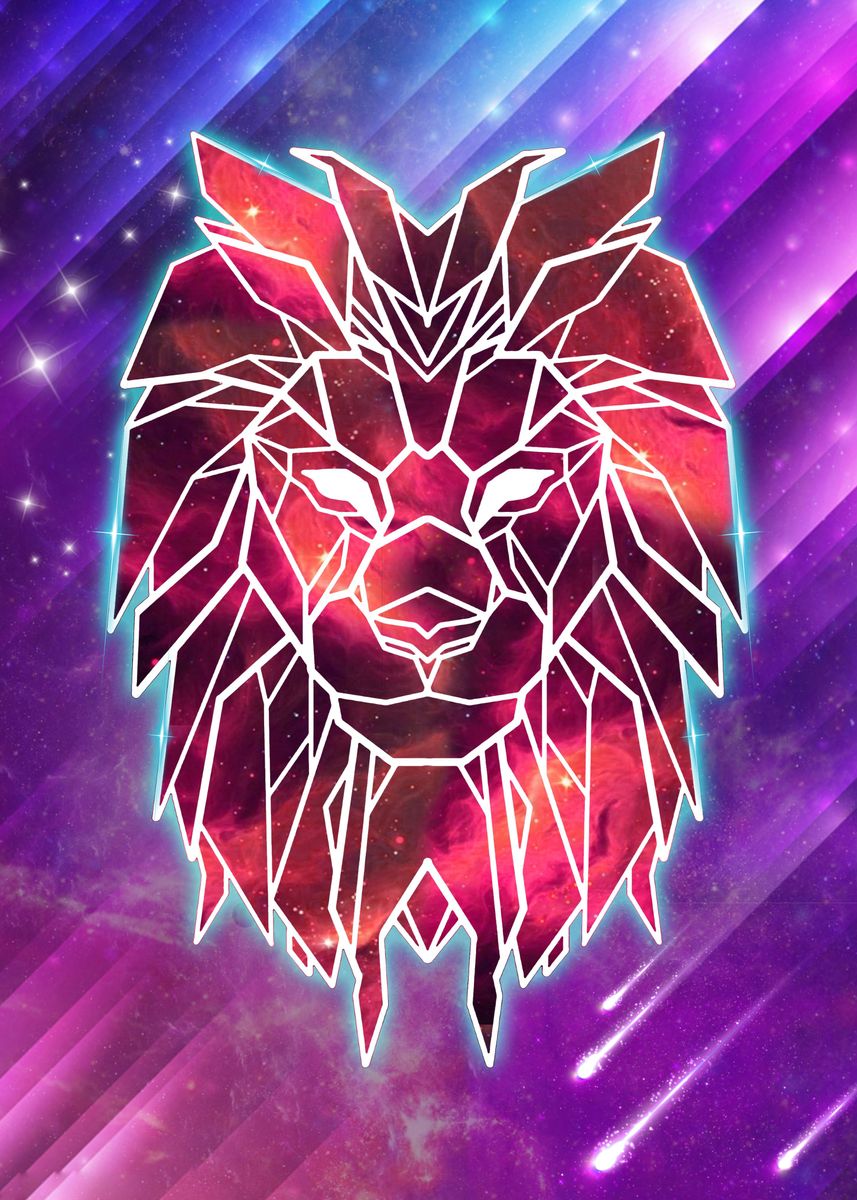 'Polygon Lion Galaxy' Poster, picture, metal print, paint by Nikhil ...