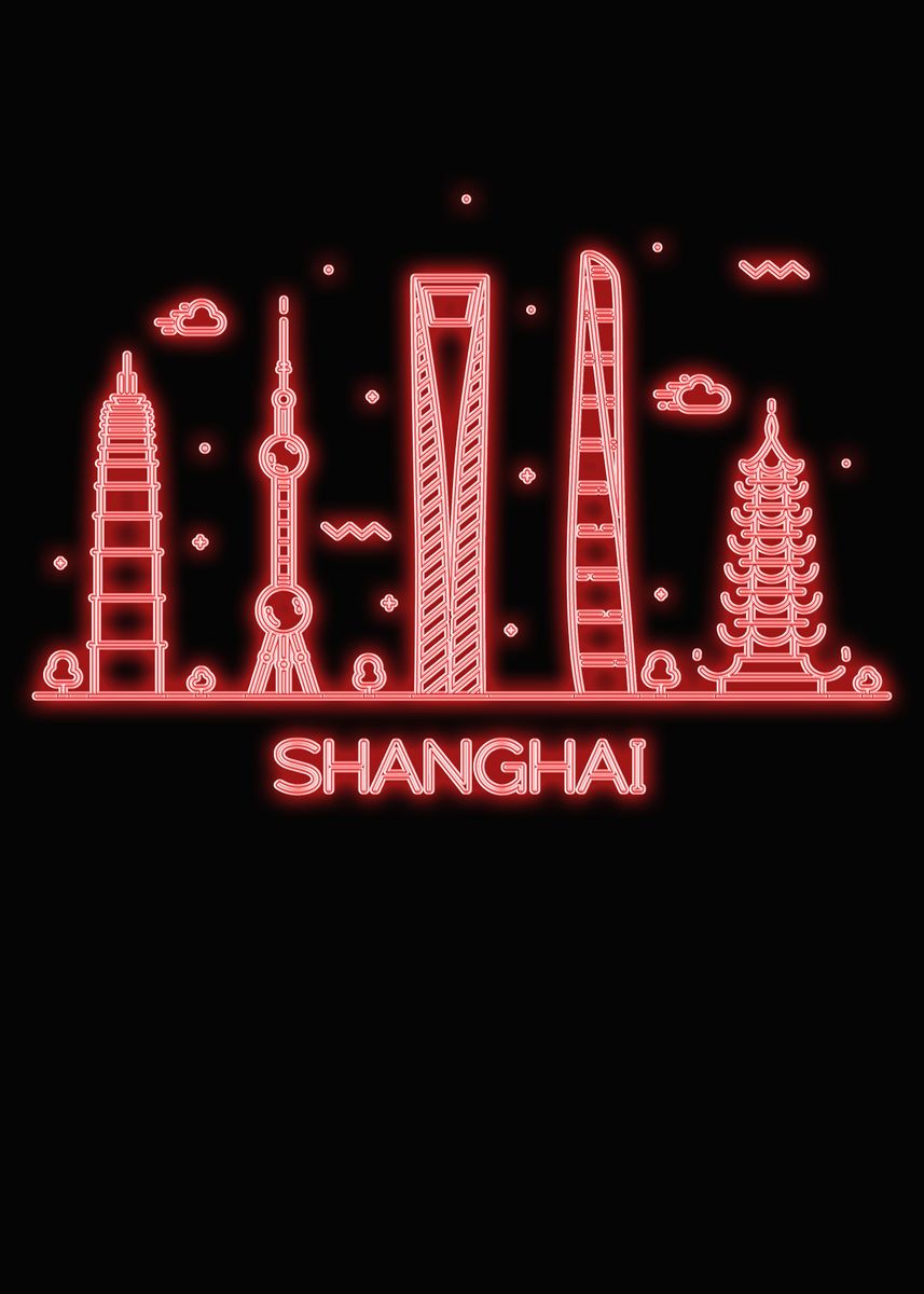 'Shanghai Neon Light' Poster, picture, metal print, paint by Bebi Chic ...