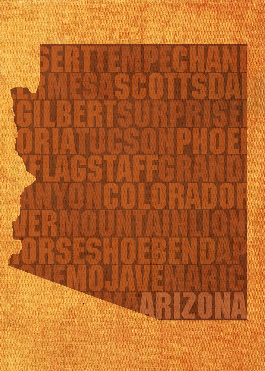 'Arizona State Words Map' Poster by Design Turnpike | Displate