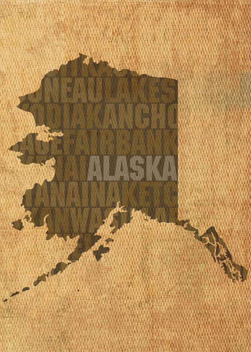 'Alaska State Words Map' Poster, picture, metal print, paint by Design ...