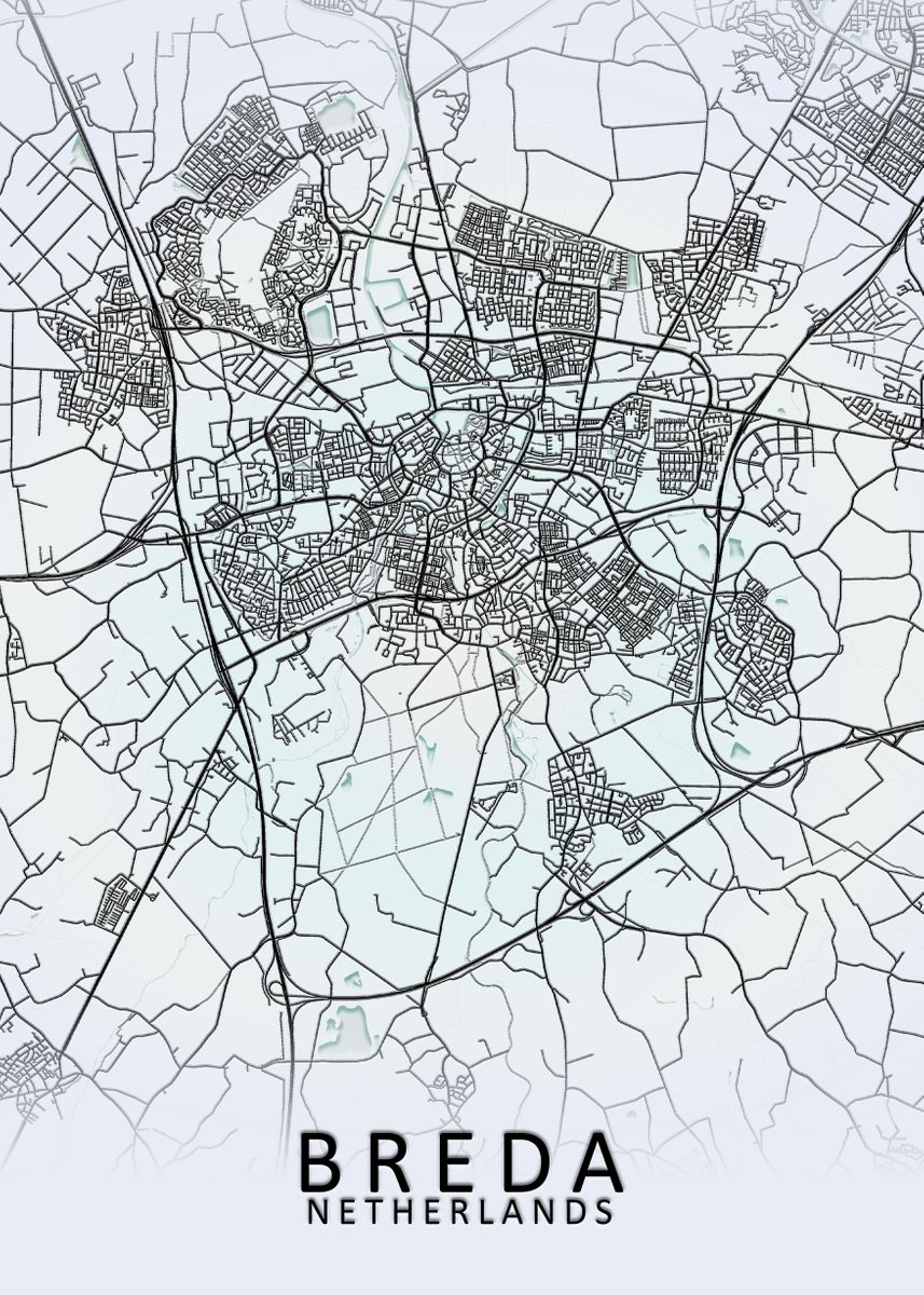 'Breda White City Map' Poster, picture, metal print, paint by City Map ...