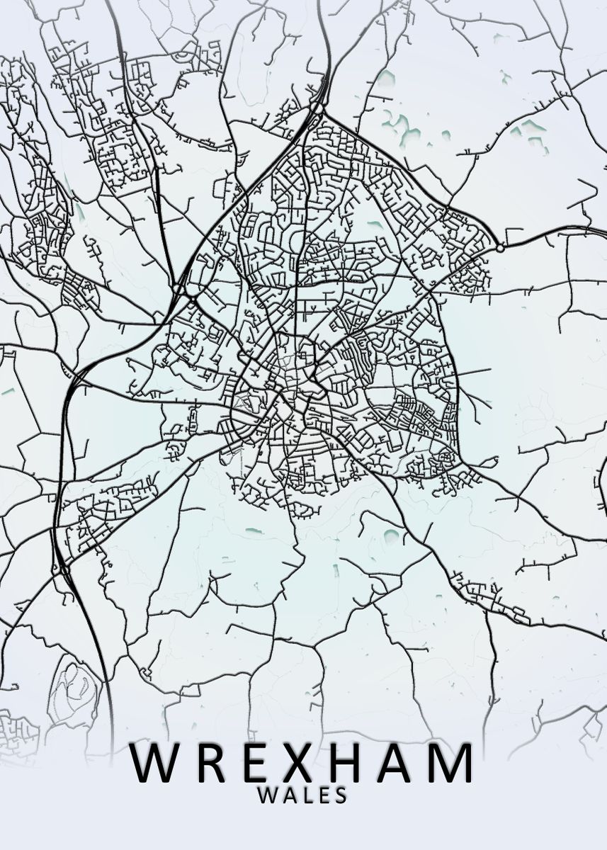 'Wrexham White City Map' Poster, picture, metal print, paint by City ...