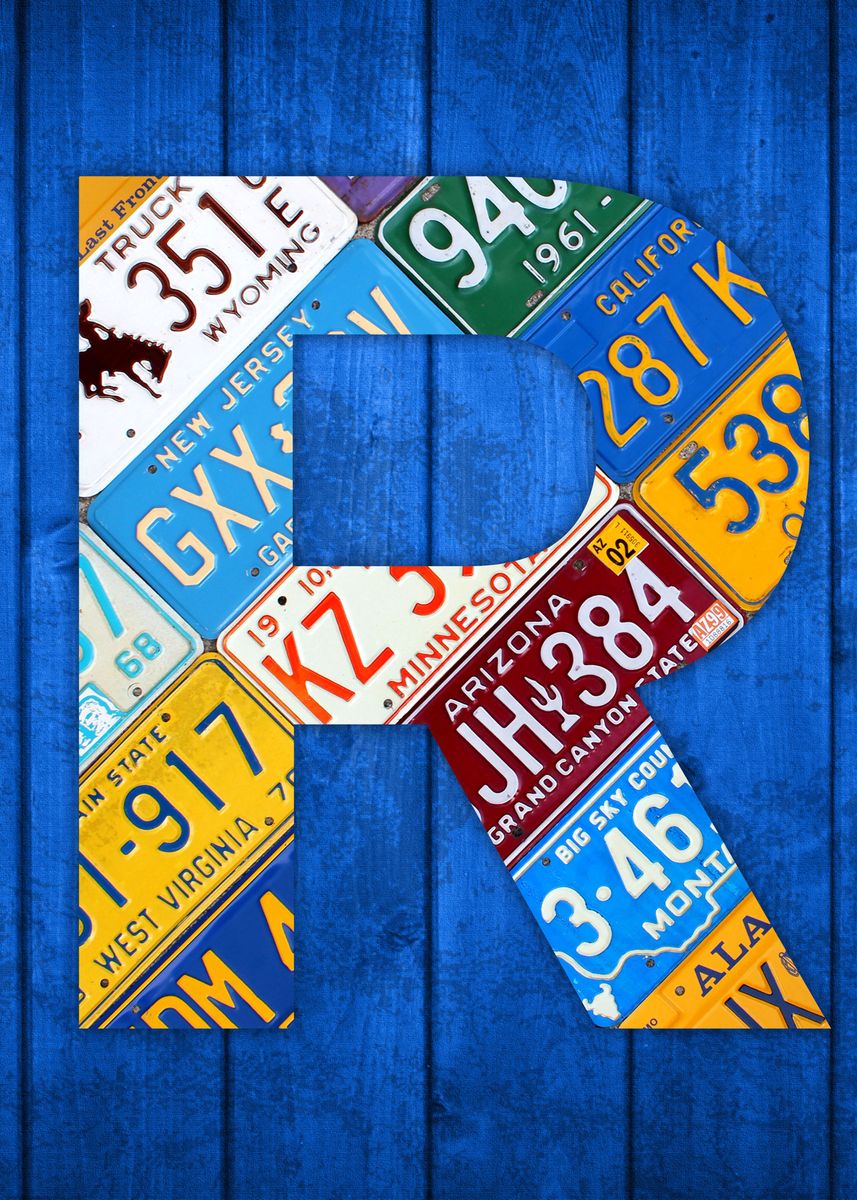 'License Plate Letter R' Poster, picture, metal print, paint by Design ...