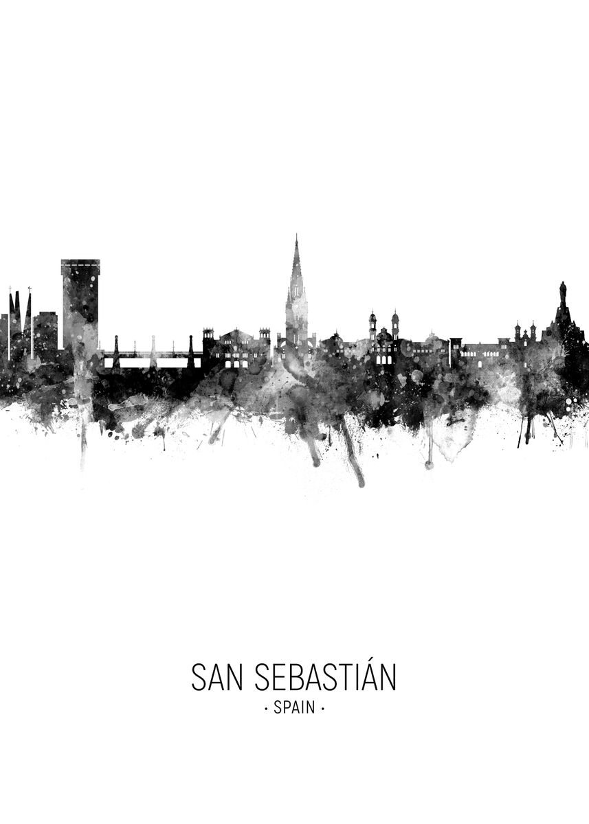 'San Sebastian Skyline' Poster by Michael Tompsett | Displate