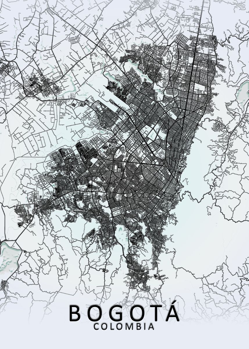 'Bogota White City Map' Poster, picture, metal print, paint by City Map ...