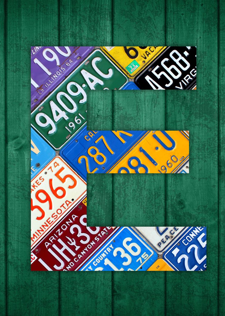 'License Plate Letter E' Poster, picture, metal print, paint by Design ...