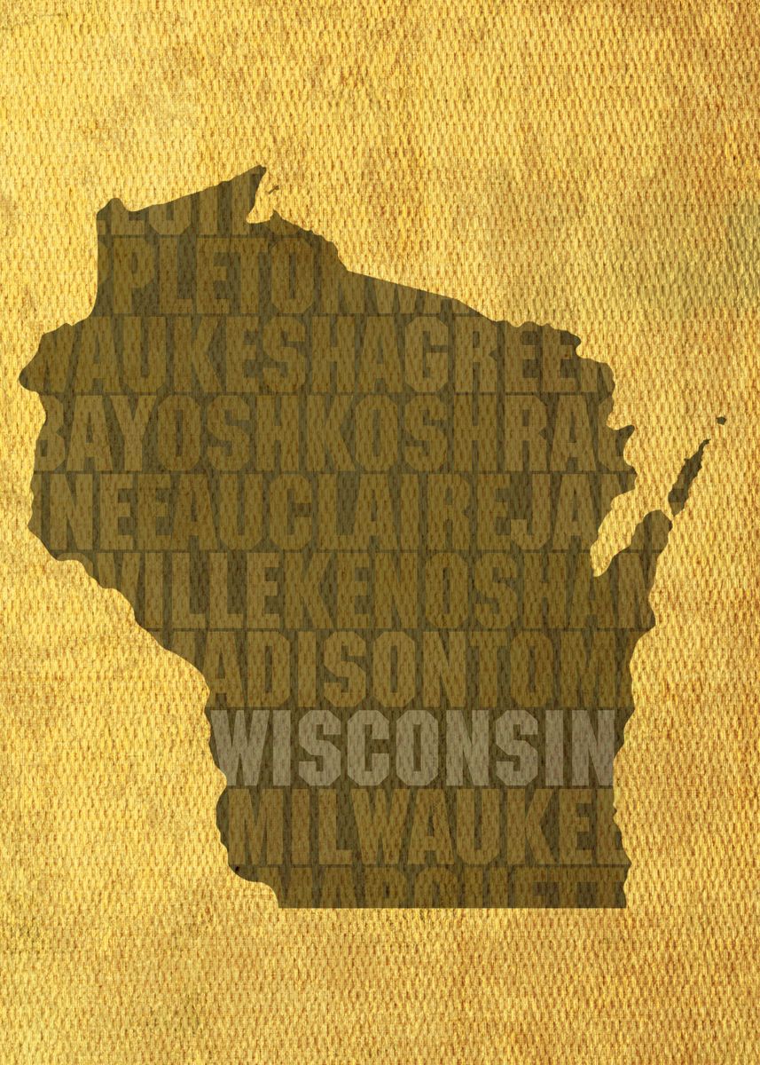 'Wisconsin State Words' Poster, picture, metal print, paint by Design ...