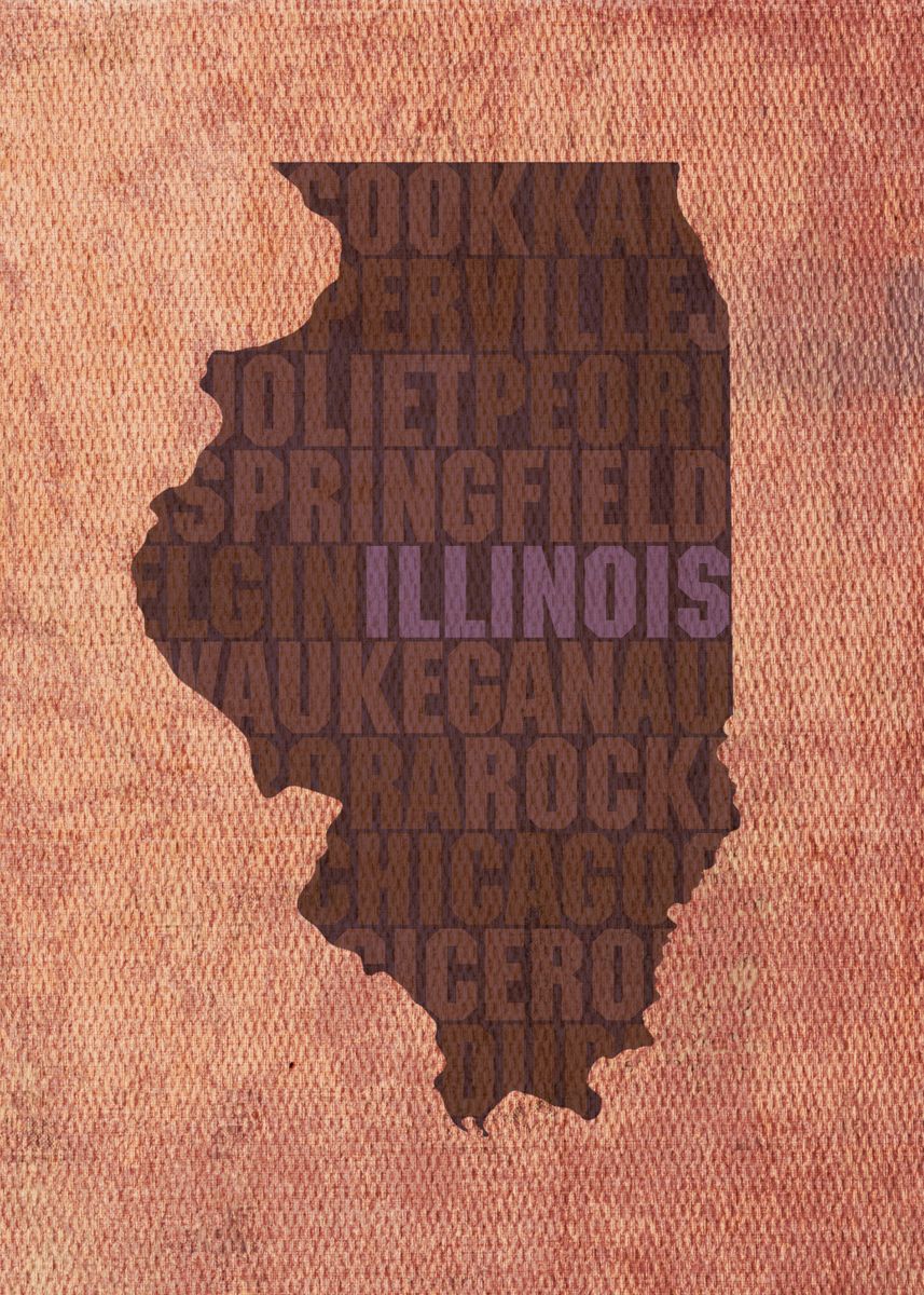 'Illinois State Words' Poster, picture, metal print, paint by Design ...