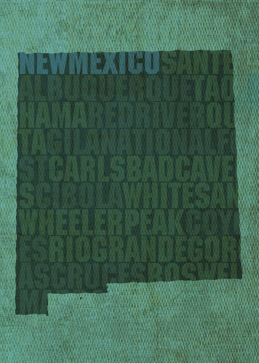 'New Mexico State Words' Poster, picture, metal print, paint by Design ...