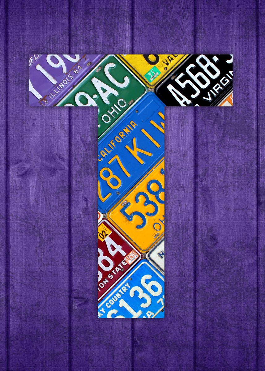 'License Plate Letter T' Poster, picture, metal print, paint by Design ...