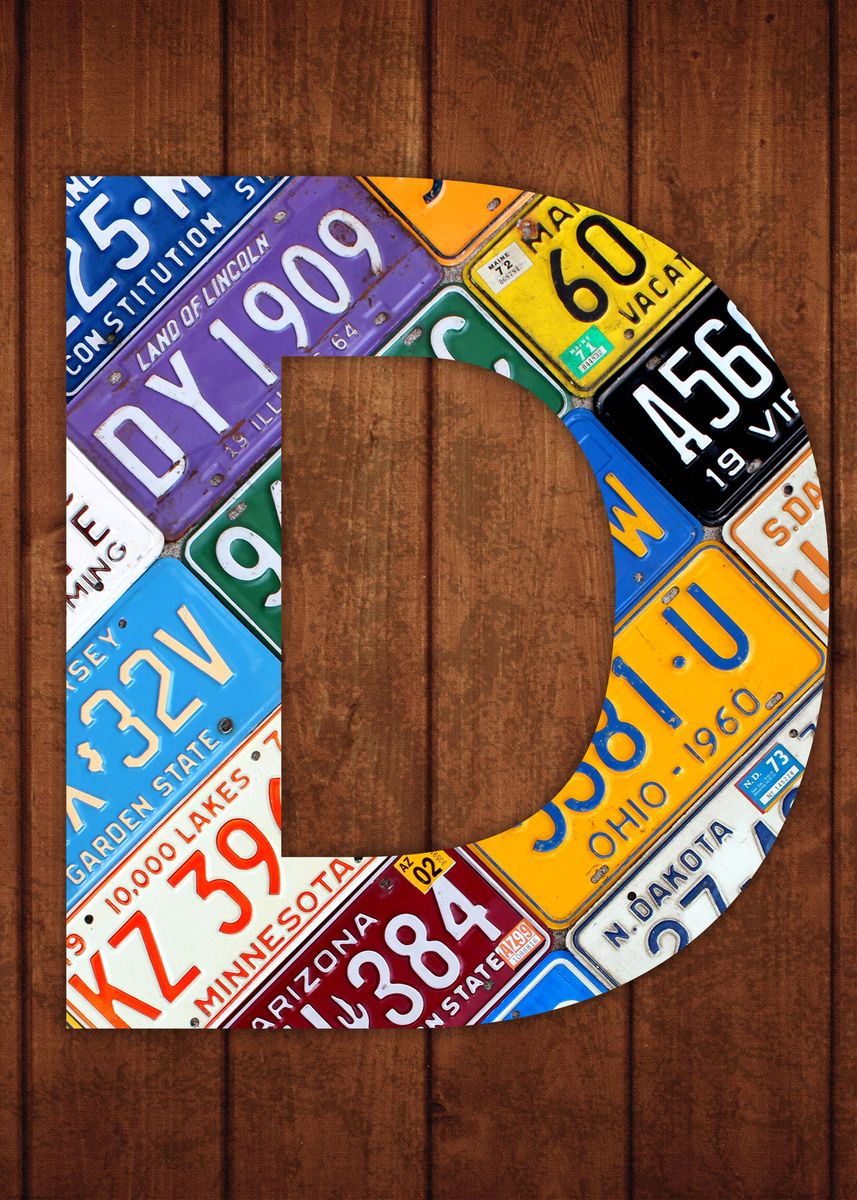 'License Plate Letter D' Poster, picture, metal print, paint by Design ...