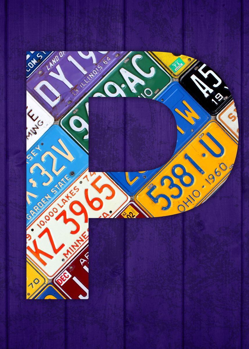 'License Plate Letter P' Poster, picture, metal print, paint by Design ...