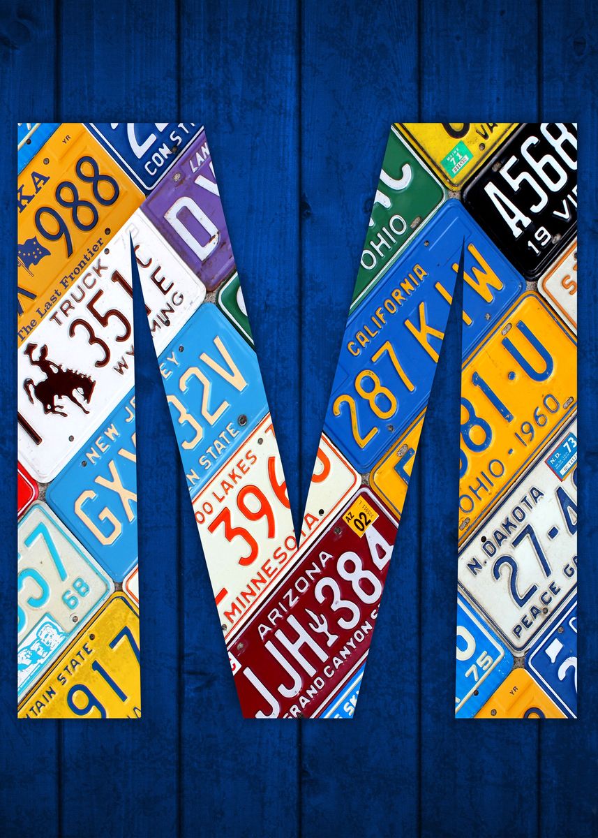 'License Plate Letter M' Poster, picture, metal print, paint by Design ...