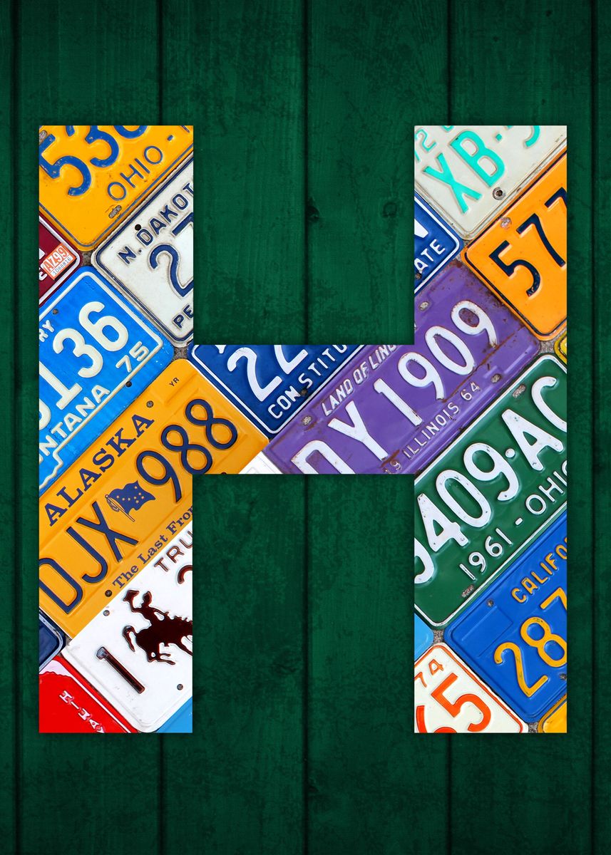 'License Plate Letter H' Poster by Design Turnpike | Displate