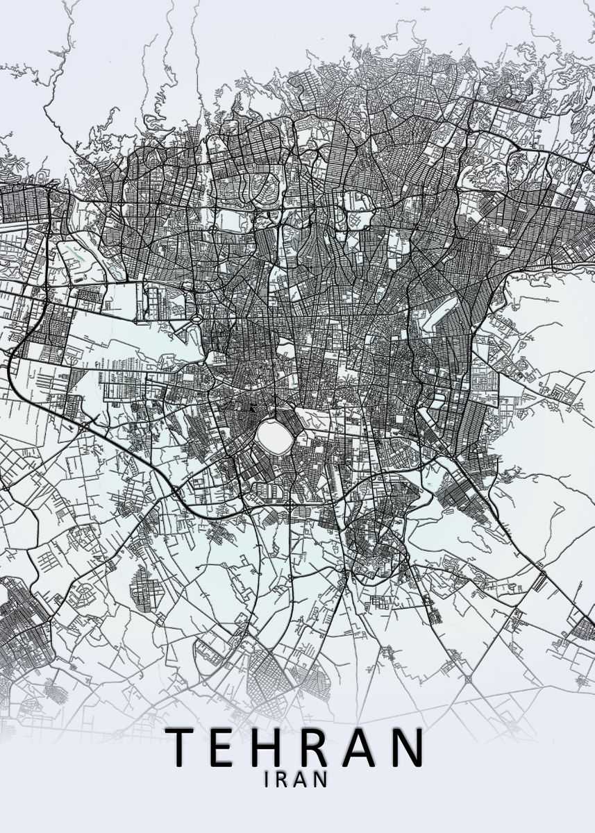 'Tehran White City Map' Poster, picture, metal print, paint by City Map ...