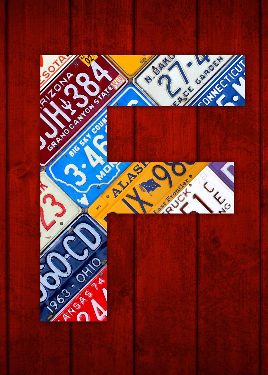 'License Plate Letter F' Poster, picture, metal print, paint by Design ...