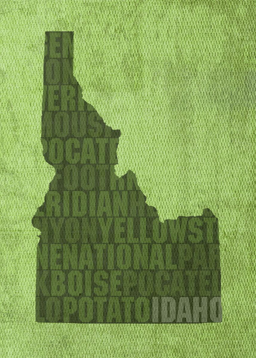 'Idaho State Words' Poster, picture, metal print, paint by Design ...