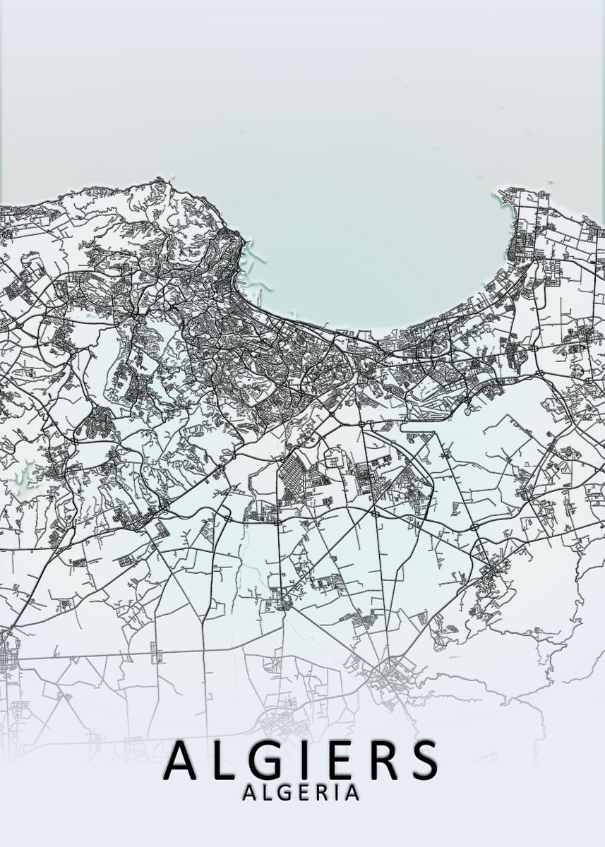 'Algiers White City Map' Poster by City Map Art Prints | Displate