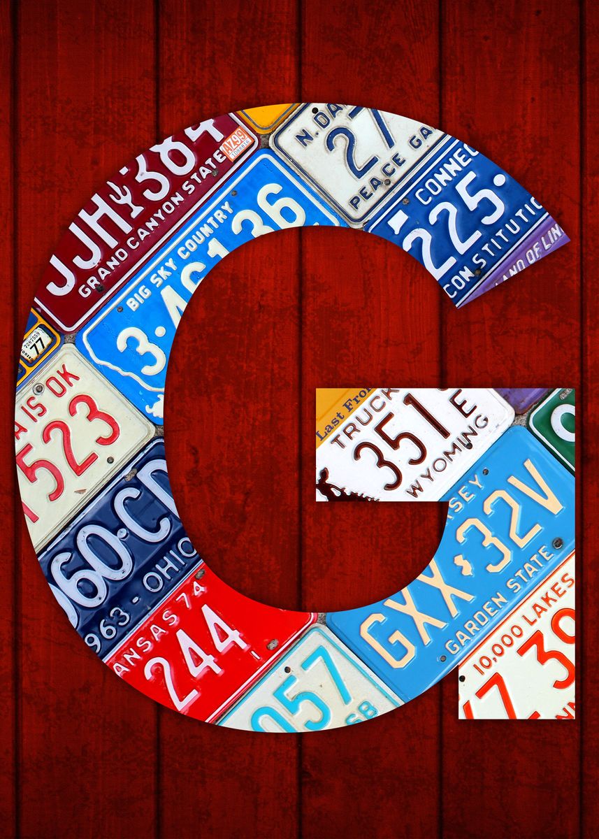 'License Plate Letter G' Poster, picture, metal print, paint by Design ...