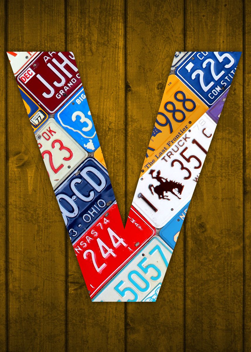 'License Plate Letter V' Poster, picture, metal print, paint by Design ...