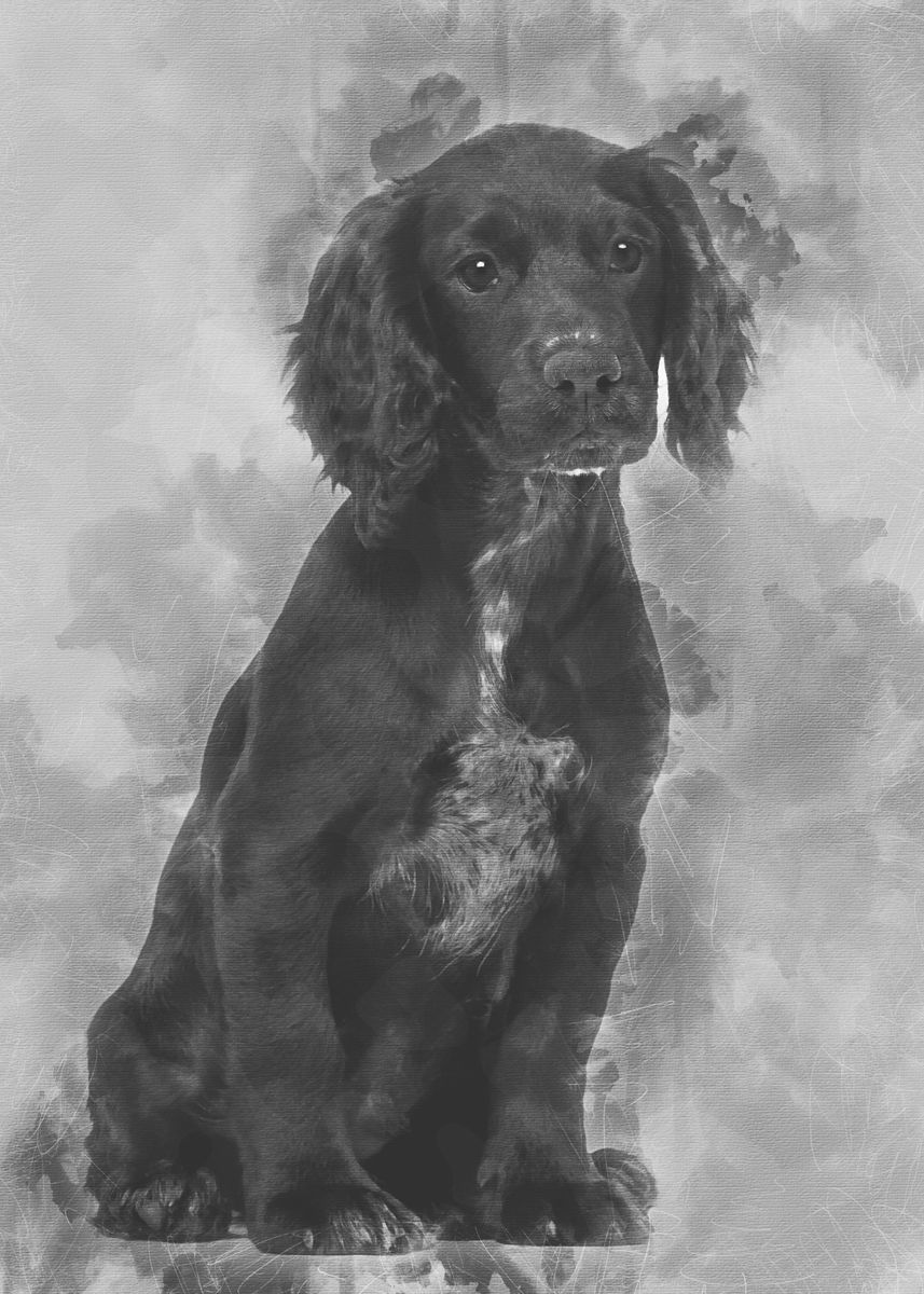 'Working Cocker Spaniel sit' Poster by Noahs Ark | Displate