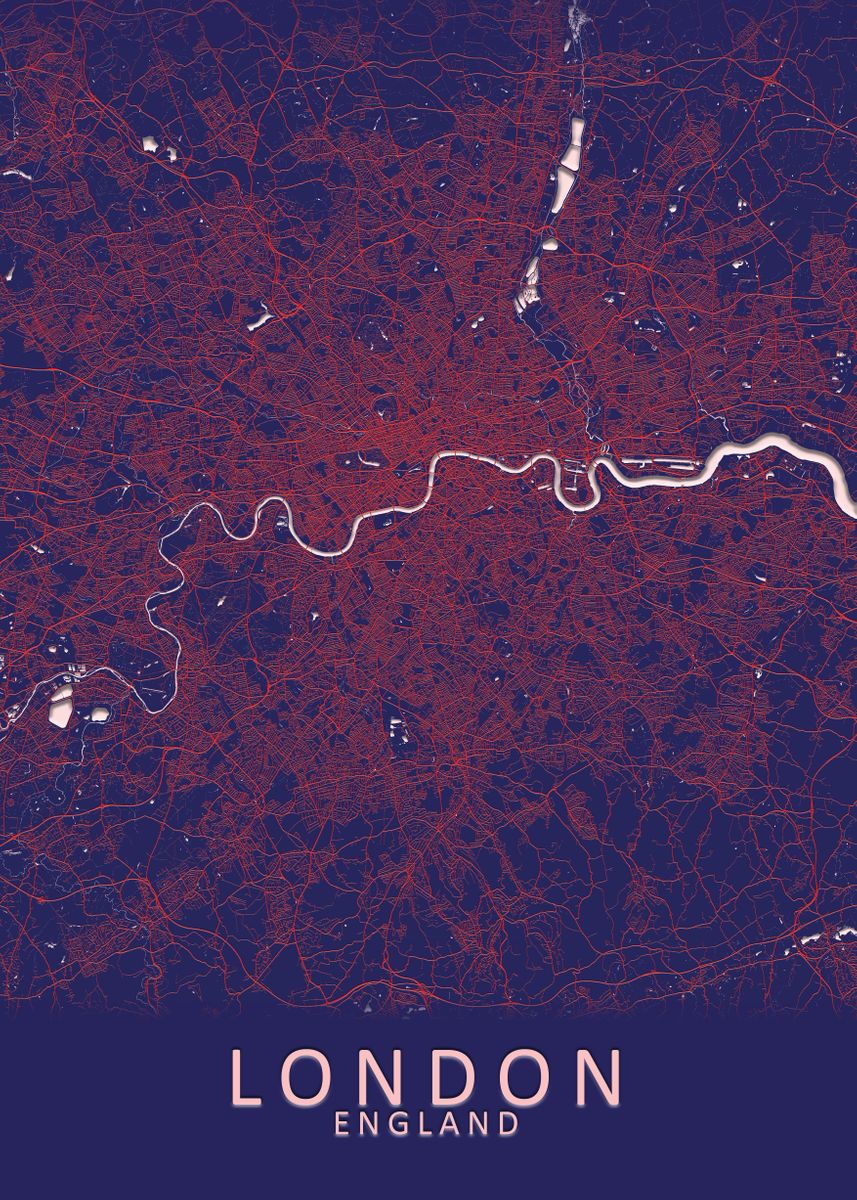 'London Blue City Map' Poster, picture, metal print, paint by City Map ...