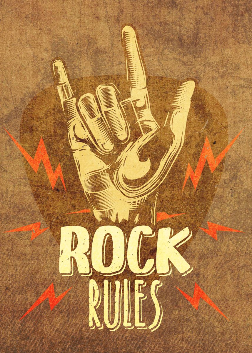 'Rock Rules' Poster, picture, metal print, paint by Design Turnpike ...