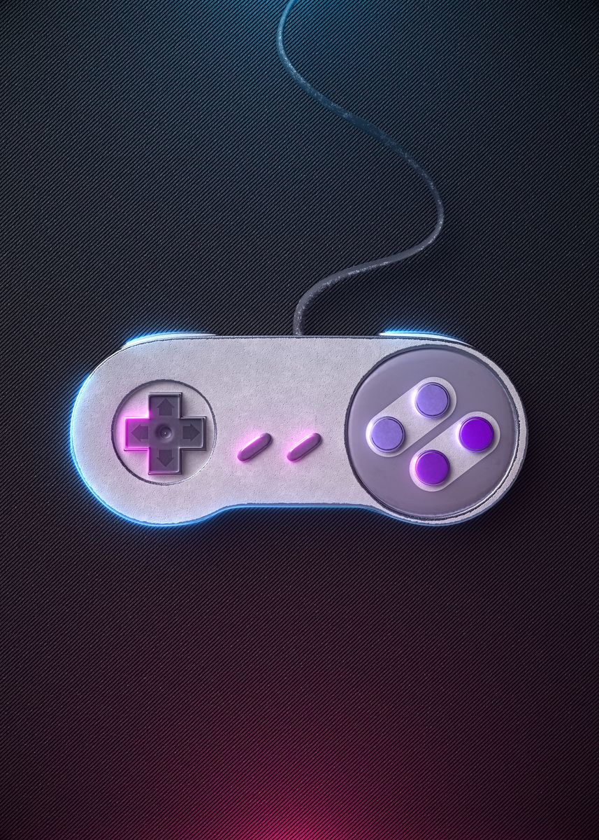 '3D A SNES controller ' Poster, picture, metal print, paint by Jose ...
