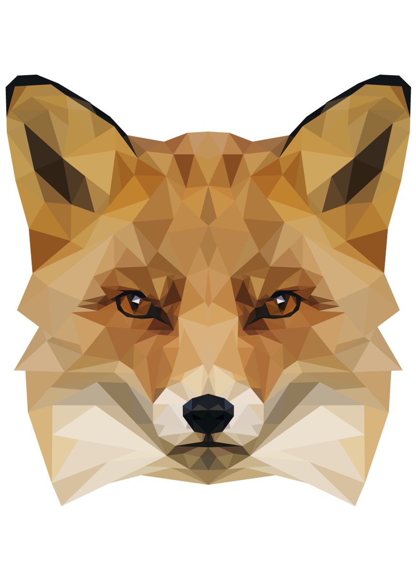 'Polygon Fox' Poster, picture, metal print, paint by Adam Talik | Displate