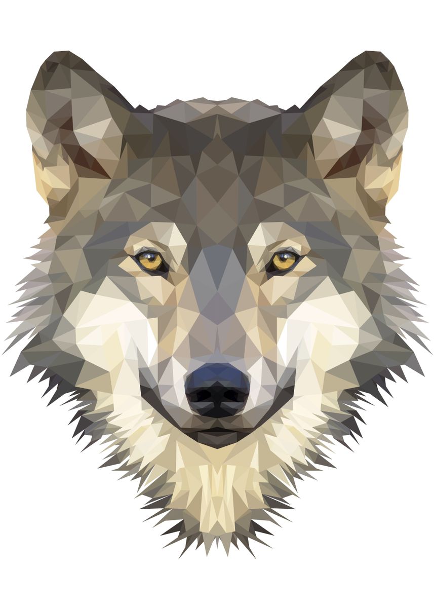 'Polygon Wolf' Poster, picture, metal print, paint by Adam Talik | Displate
