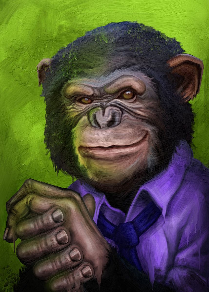'Mischievous Monkey' Poster, picture, metal print, paint by ...
